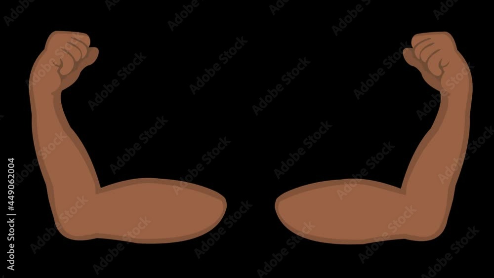 Looped animation of brown arms contracting their biceps, on a ...