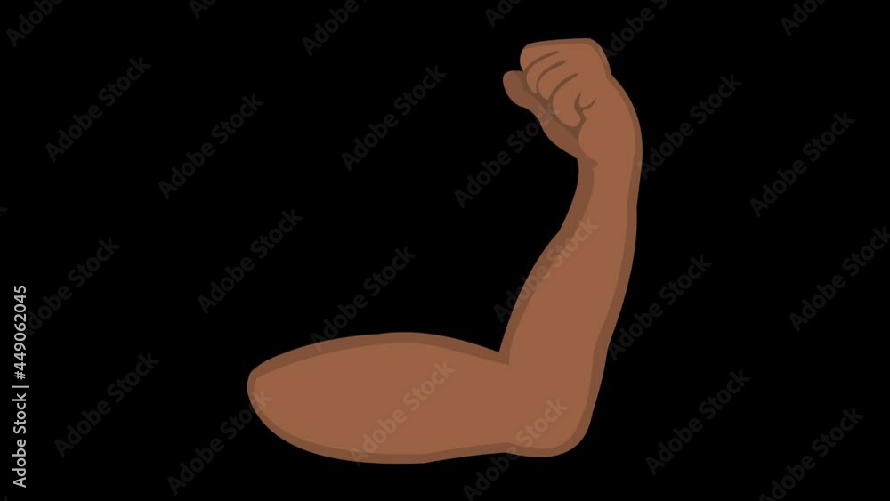 Looped animation of a brown arm contracting its bicep, on a transparent ...