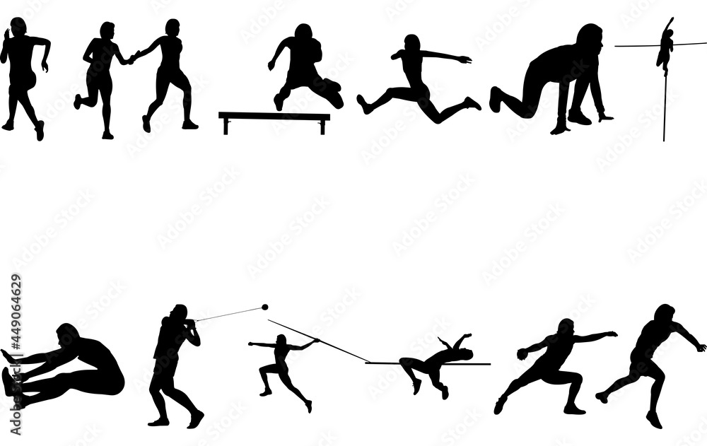 Track and Field Women Silhouette Vector Stock Vector | Adobe Stock