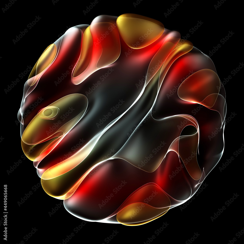 3d render of abstract art with surreal alien flower in curve wavy ...