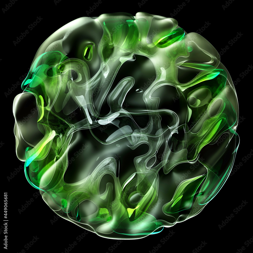 3d render of abstract art with surreal alien flower in curve wavy ...
