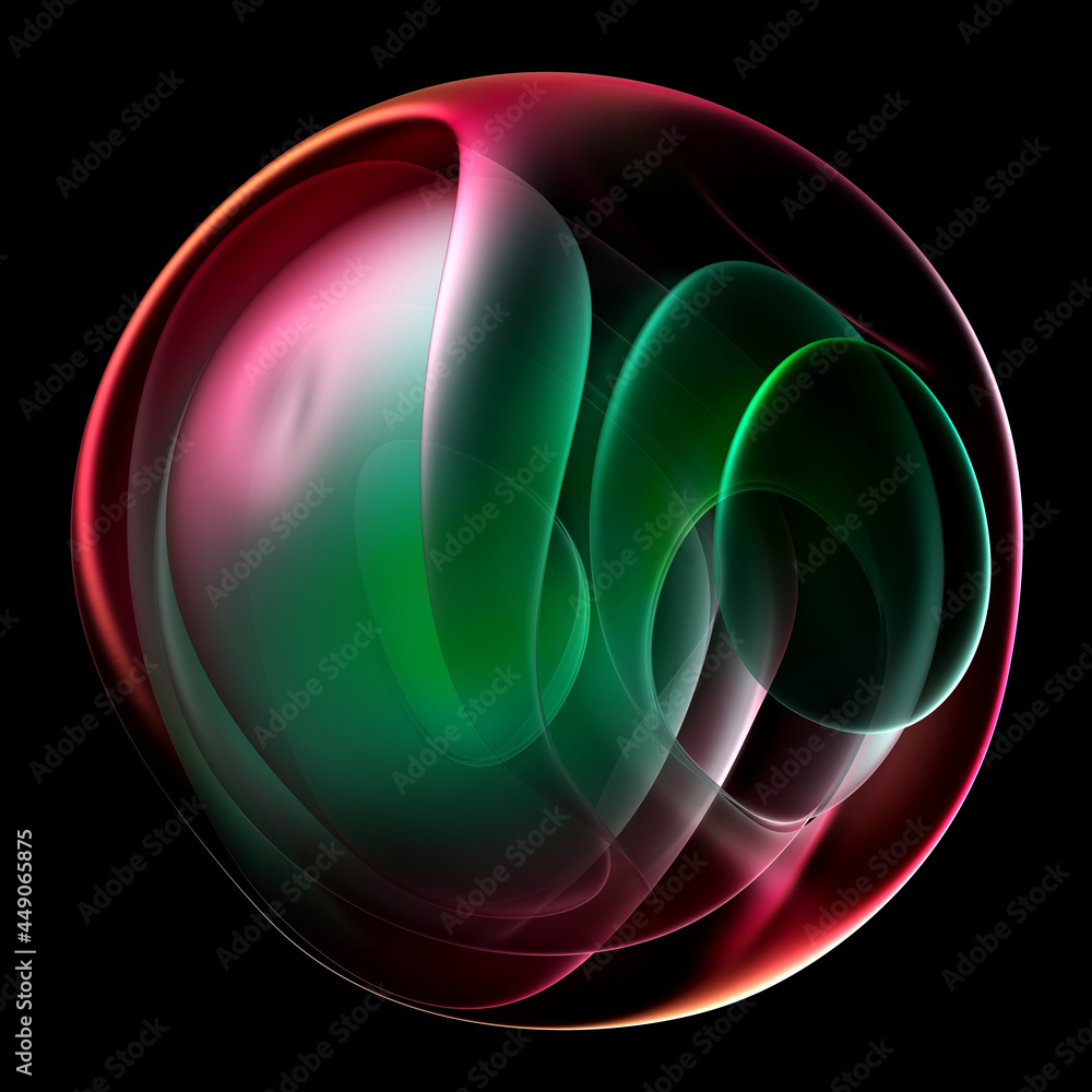 3d render of abstract art of surreal alien ball flower in spherical ...