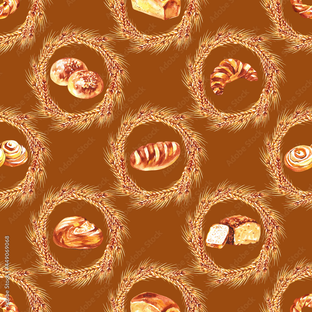 Watercolor hand painted seamless pattern, texture, background- with ...