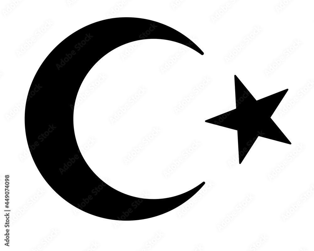 Crescent moon and star coat of arms of Turkey - vector silhouette ...