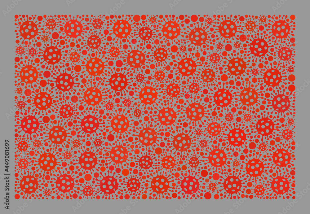 Mosaic red flag constructed with covid elements. Red flag collage is ...