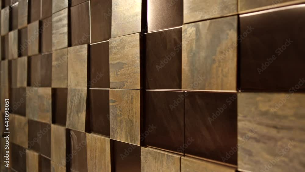Golden square blocks background . Abstract 3D Golden Metal Cubes . Wall ...