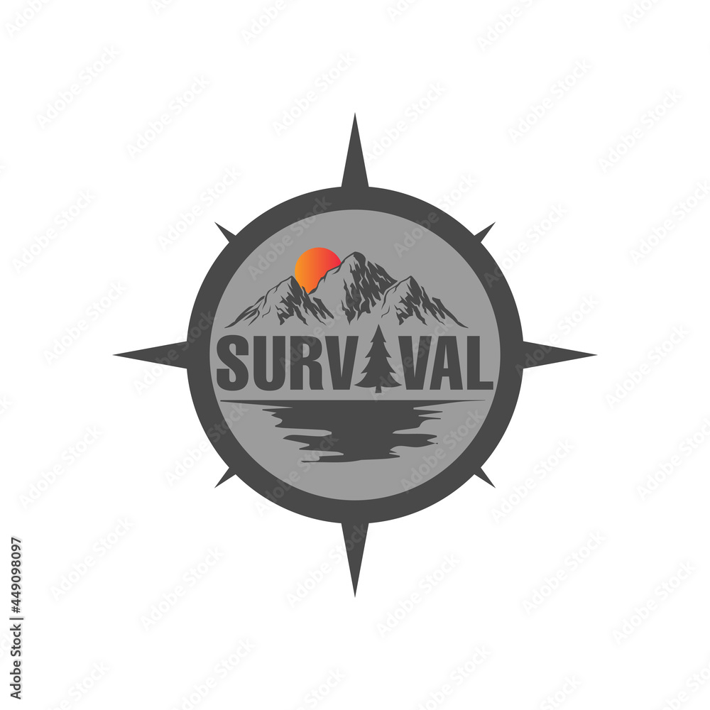 survival outdoor logo designs illustration in the forest mountain and ...