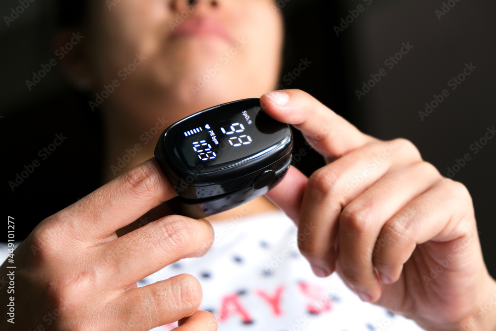 A device to measure the oxygen saturation of a person at the fingertips ...