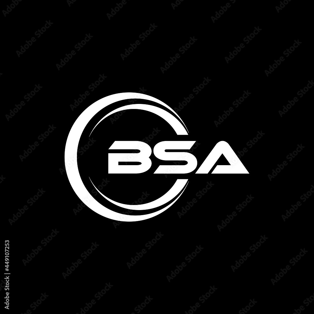 BSA letter logo design with black background in illustrator, vector ...