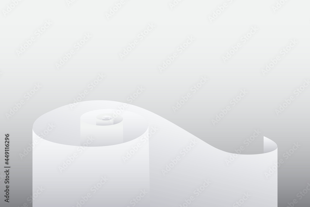 Vector white paper wrapped in spiral with gray scale separation of ...