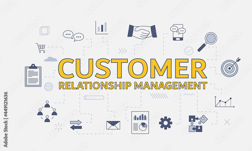 crm customer relationship management concept with icon set with big ...