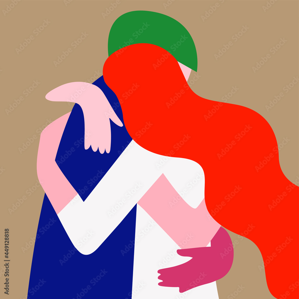 vector illustration of two people in love hugging in a nice color ...