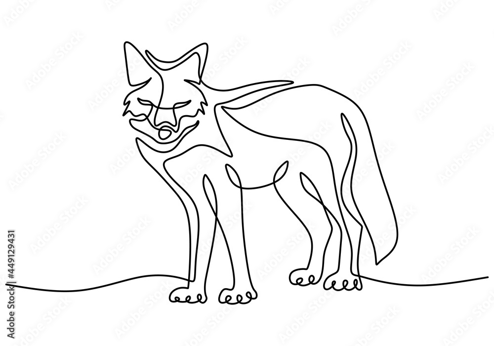 One continuous line drawing of cute fox corporate logo identity ...