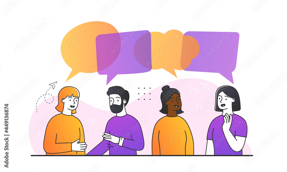 People dialog concept. Different people communicate with each other ...
