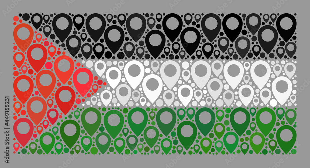 Mosaic guide Palestine flag designed of site items. Vector collage ...