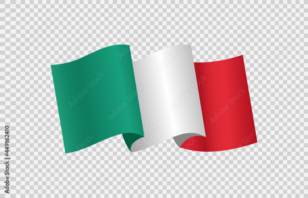 Waving flag of Italy isolated on png or transparent background,Symbol ...