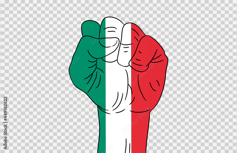 Italy flag colored hand isolated on png or transparent background ...