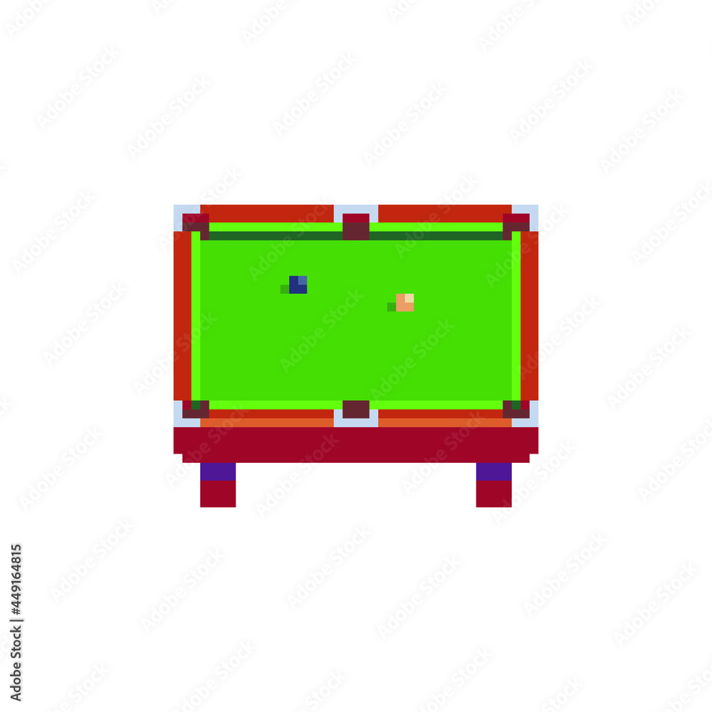Board game billiards pixel art 80s style icon. Pool table isolated ...
