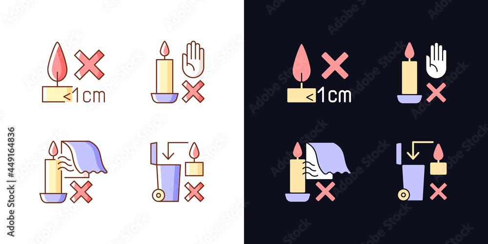 Safety label for candles light and dark theme RGB color manual label ...