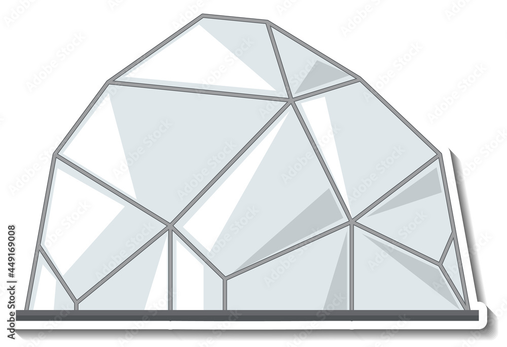 Sticker template with an igloo house in cartoon style isolated Stock ...