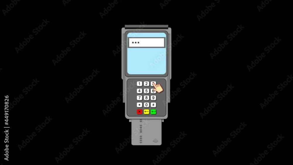Payment terminal. Card payment. Animation on a transparent background ...