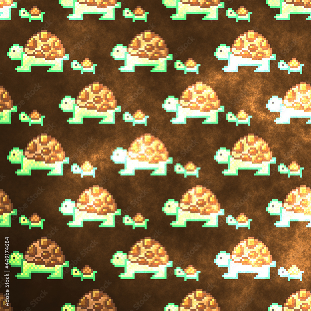 Turtles pattern pixel art. Pixel art turtles pattern. Bright background ...