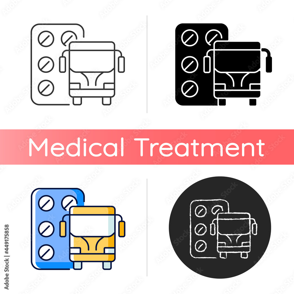 Pills for motion sickness icon. Nausea and vomiting reducing ...
