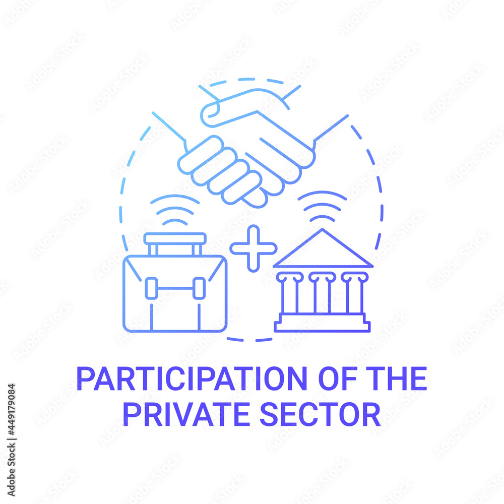 Participation of private sector gradient blue concept icon. Business ...