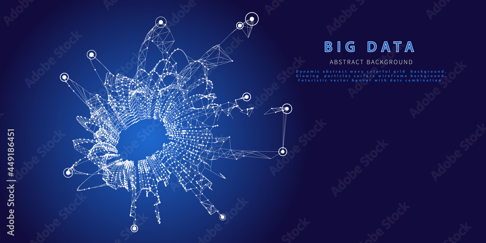 Abstract Technology Background With Polygonal Grid Analyze On Blue Analytics Algorithms Data