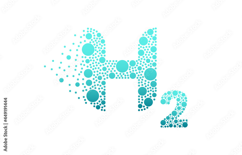 Hydrogen H2 bubble logo design isolated on white background. Hydrogen ...