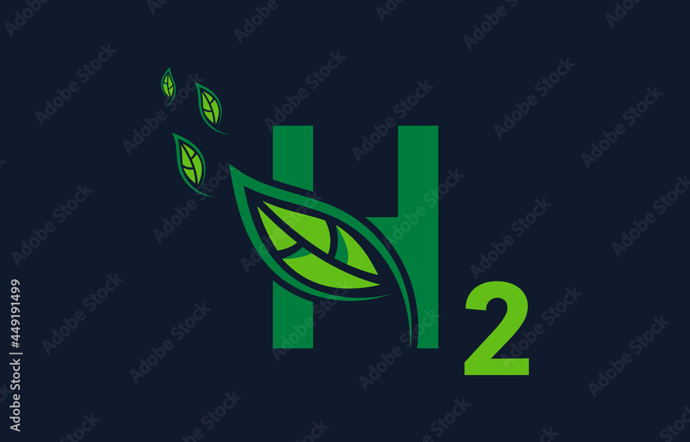 Eco Friendly Clean Hydrogen H2 logo icon concept. Hydrogen Vector ...