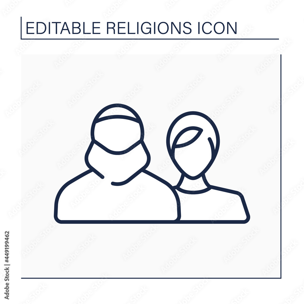 Muslim line icon.Islam followers. People who believe in one God and in ...