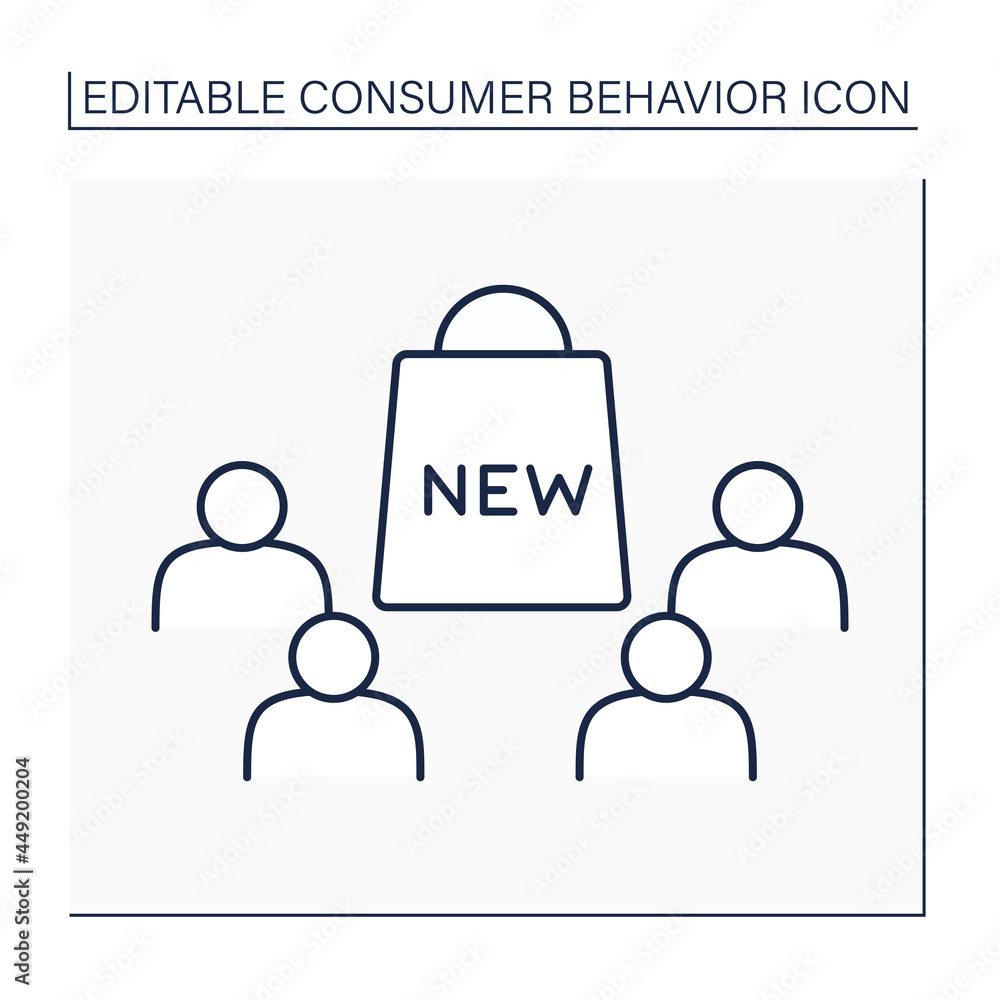 Early majority line icon. Diffusion of new goods among customers ...