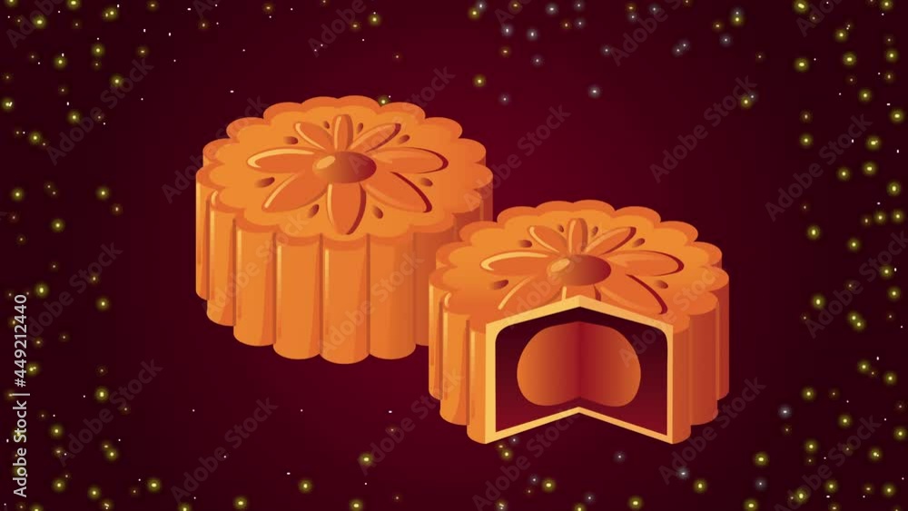 mid autumn festival animation with mooncakes Stock Video | Adobe Stock