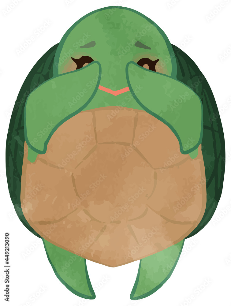 Shy cute turtle character illustration Stock Vector | Adobe Stock