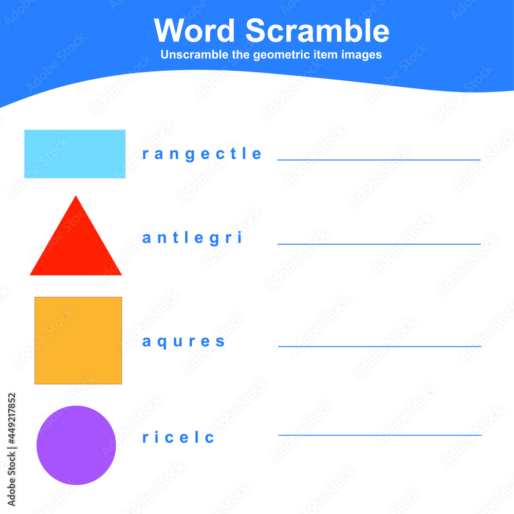 Geometric shapes Worksheet for kids. Word Scramble worksheet ...