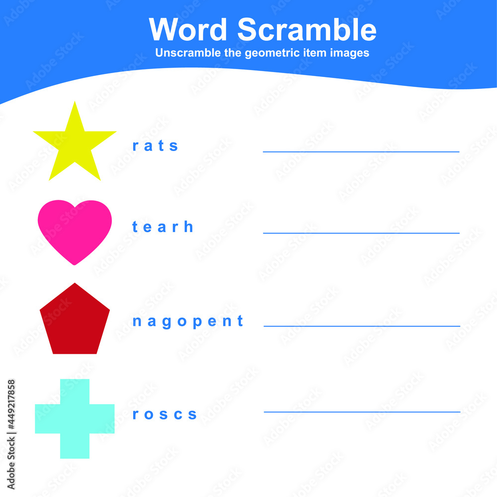 Geometric shapes Worksheet for kids. Word Scramble worksheet ...