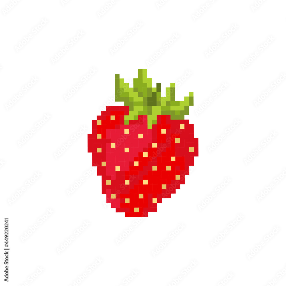 8-bit strawberry in pixel art Stock Vector | Adobe Stock