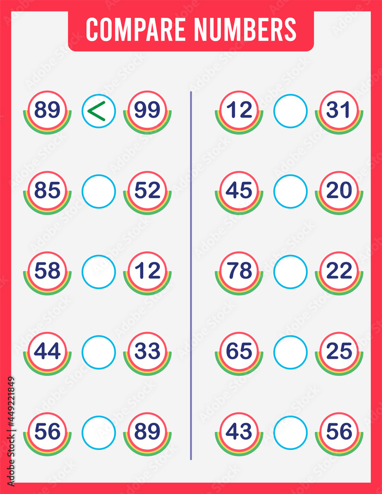 Compare numbers. Putting a plus sign equals minus. Math game for ...