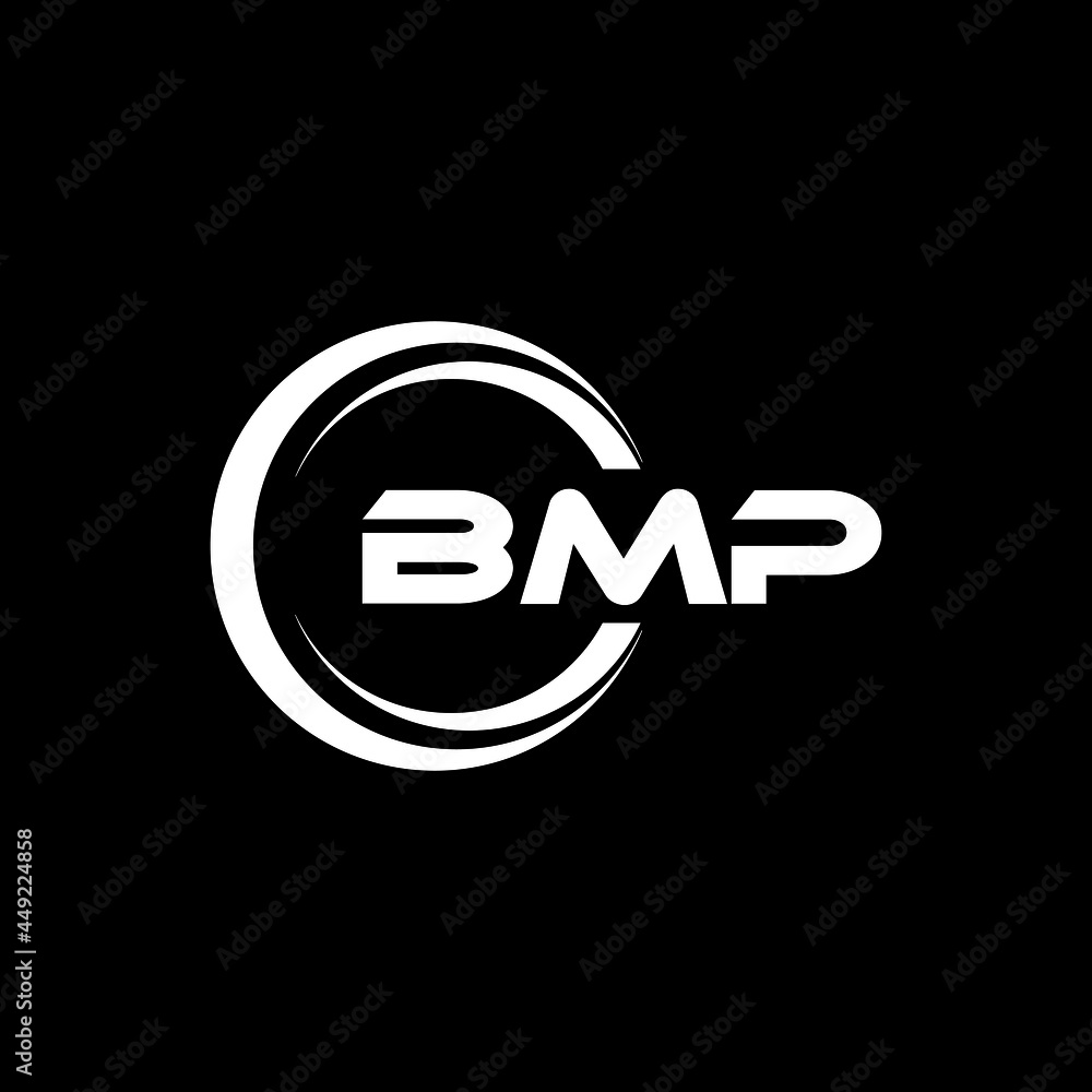 BMP letter logo design with black background in illustrator, vector ...