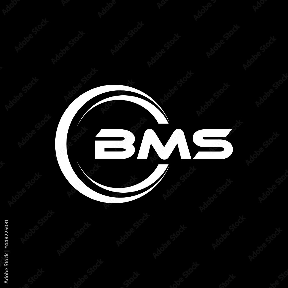 BMS letter logo design with black background in illustrator, vector ...
