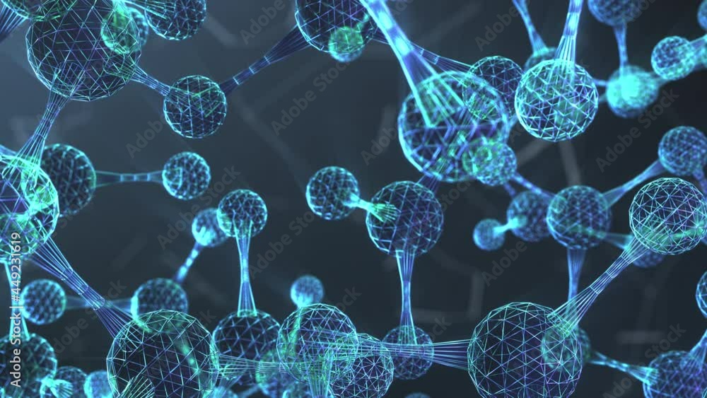 fictional molecular structure, wireframe model, camera travel inside ...