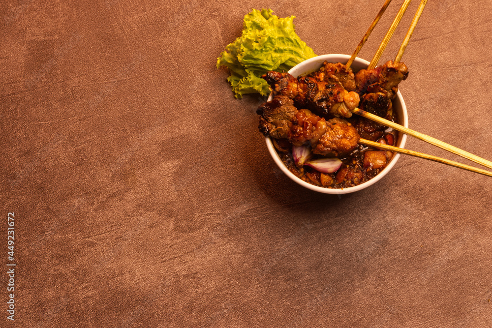 "sate kambing" or goat satay, lamb satay, meat satay, is one of the ...