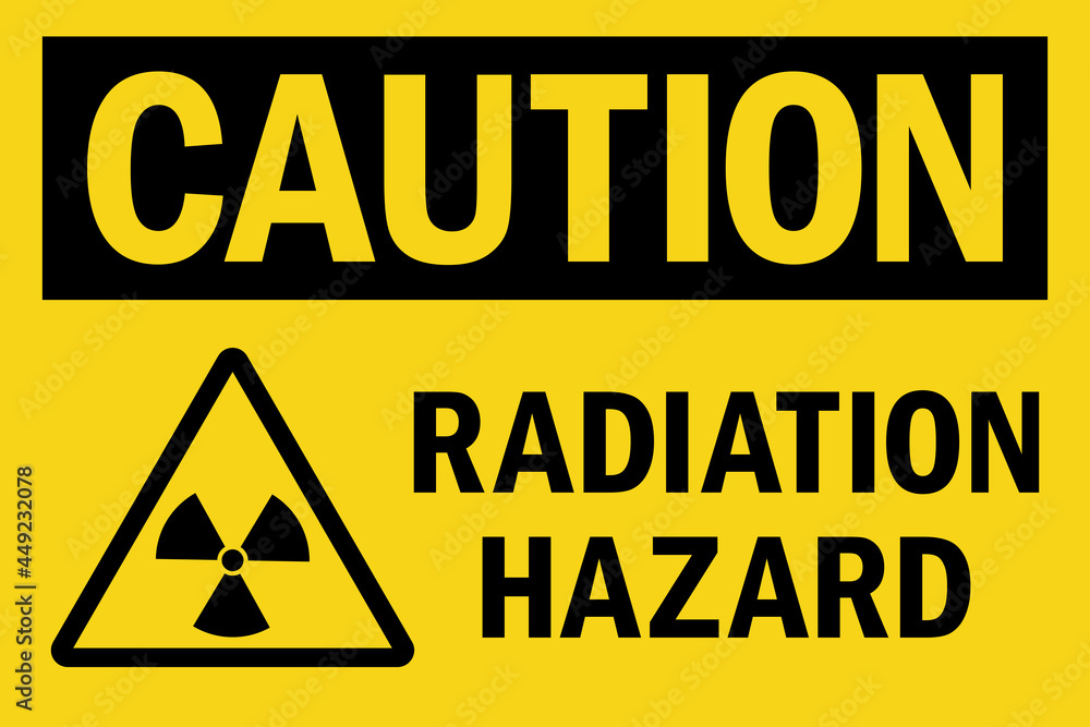 Radiation hazard caution sign. Black on yellow background. Safety signs ...