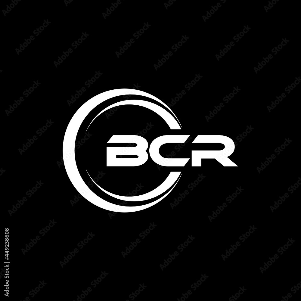 BCR letter logo design with black background in illustrator, vector ...