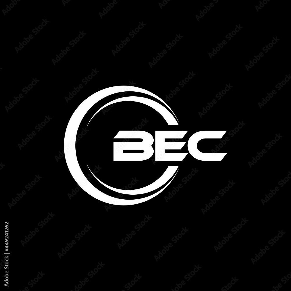 BEC letter logo design with black background in illustrator, vector ...