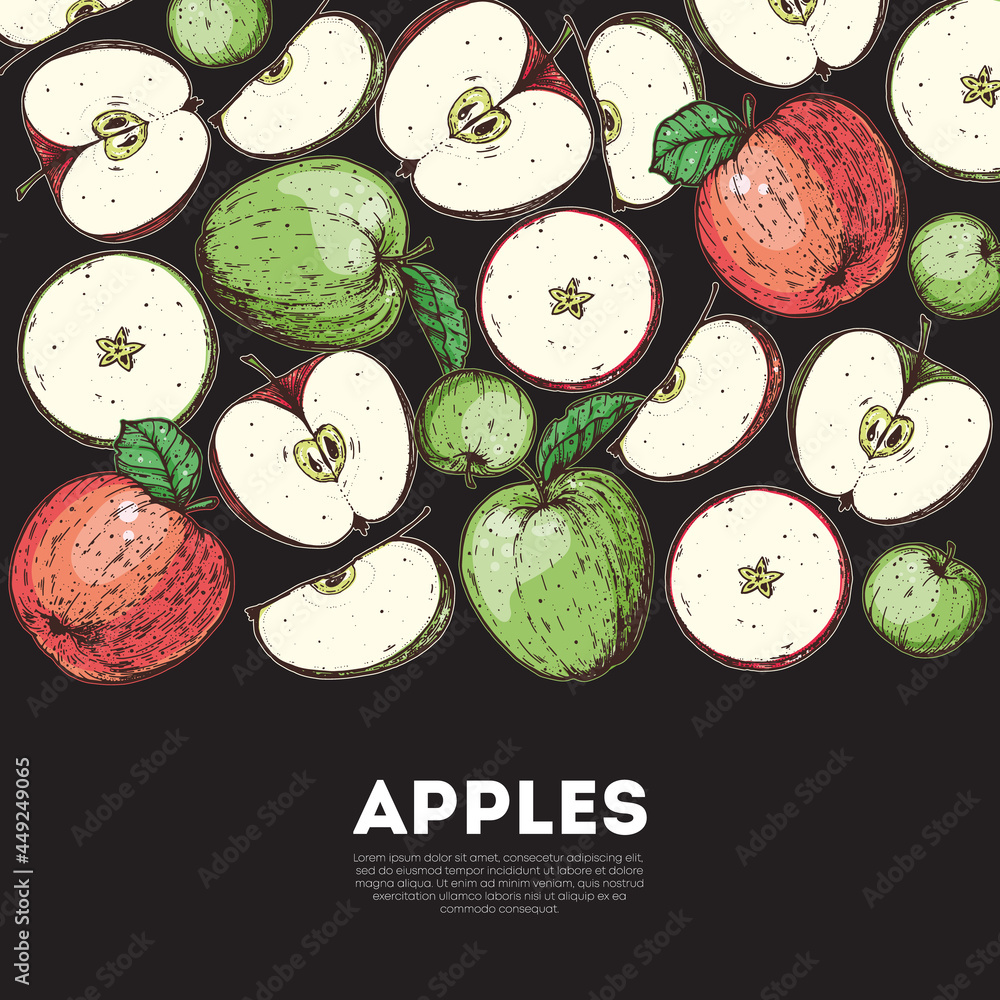 Apple hand drawn illustration. Apple sketch vector illustration. Apple ...