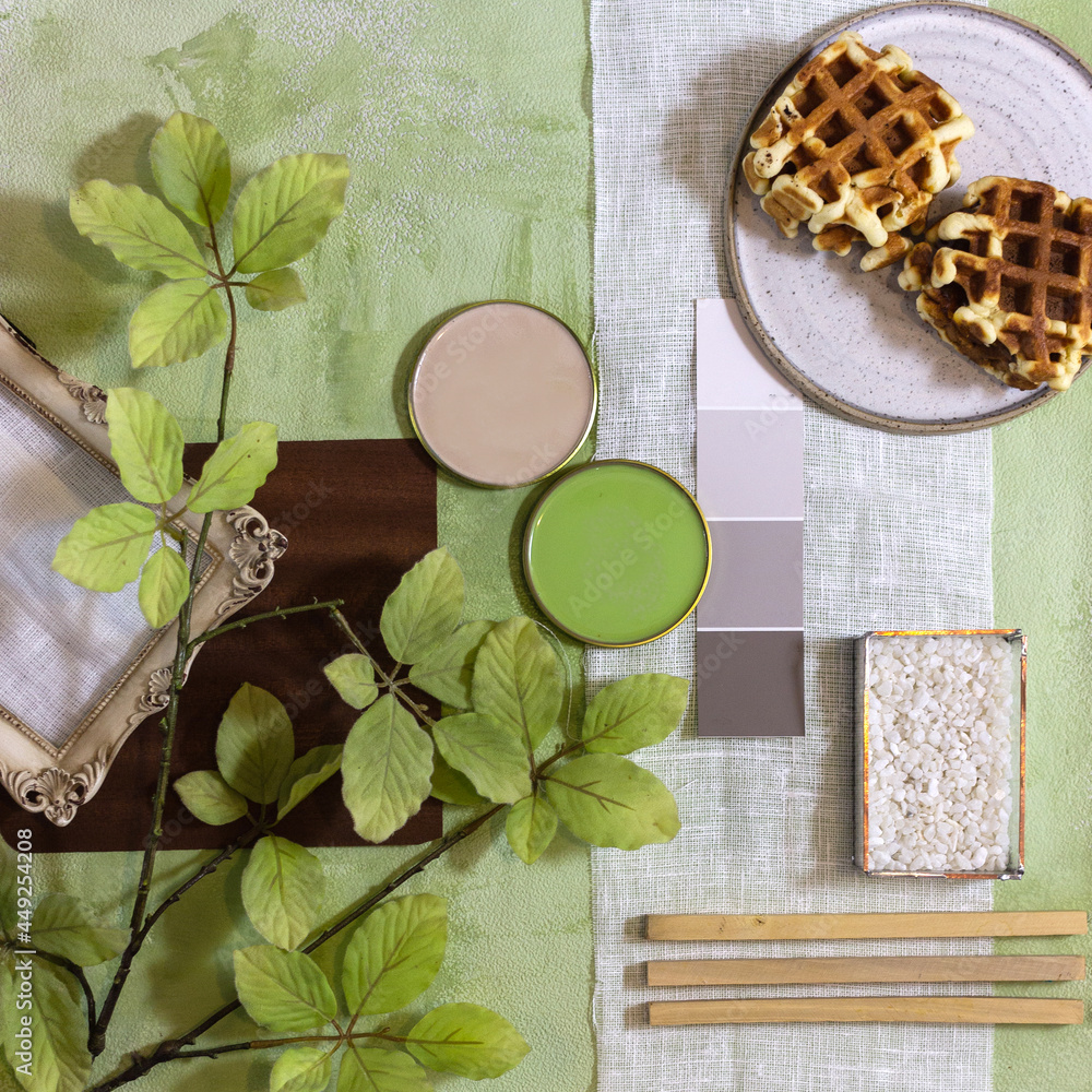 collage color palette mood board for interior design and decor Stock ...