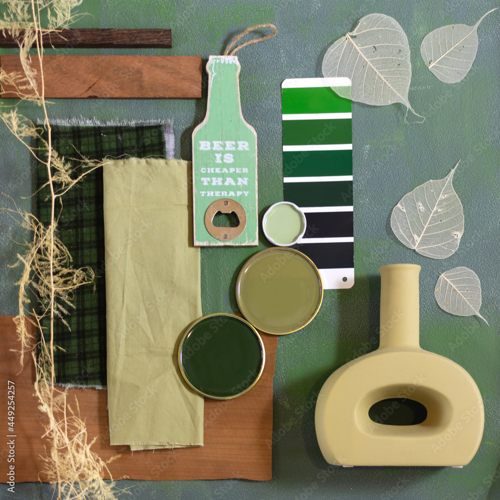 collage color palette mood board for interior design and decor Stock ...