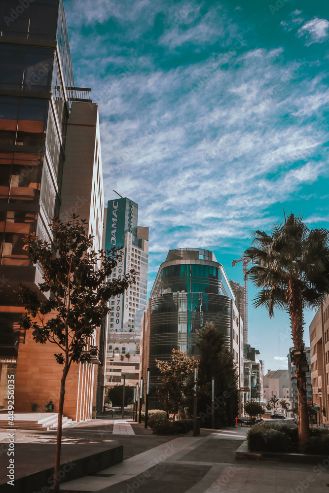 jordan amman trees with buildings with sky Stock Photo | Adobe Stock